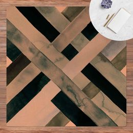 Bilderwelten Kork-Teppich Abstrakt grau originell Korkmatte - Aquarellgeflecht - Deko Wohnzimmer Schlafzimmer