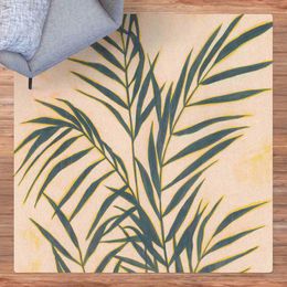 Bilderwelten Kork-Teppich Tropisch gr&uuml;n Natur Korkmatte - Palmenwedel im Sonnenlicht - Palme Wohnzimmer Schlafzimmer
