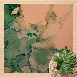 Bilderwelten Kork-Teppich Abstrakt t&uuml;rkis originell Aquarell - Smaragdfarbener Sturm II - Deko Wohnzimmer Schlafzimmer
