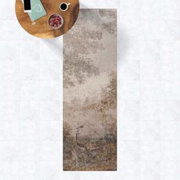 Bilderwelten Kork-Teppich modern petrol originell Fliesenoptik - Versteckter Wald am Horizont - Geometrisch Wohnzimmer Schlafzimmer