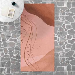 Bilderwelten Kork-Teppich Abstrakt rosa Korkmatte - Aquarell Landschaft Windspiel - Deko Wohnzimmer Schlafzimmer