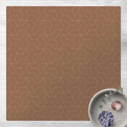 Bilderwelten Kork-Teppich modern grau Korkmatte - Dreidimensionale Struktur Linienmuster - Geometrisch Wohnzimmer Schlafzimmer