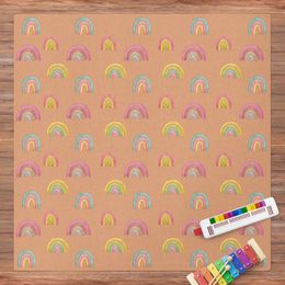 Bilderwelten Kork-Teppich Illustration bunt Aquarell - Aquarell Regenbogen - Regenbogen Kinderzimmer Baby M&auml;dchen Jungen