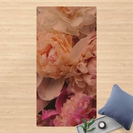 Bilderwelten Kork-Teppich Landhaus pastell Blumen Korkmatte - Bl&uuml;hende Pfingstrosen - Rose Wohnzimmer Schlafzimmer