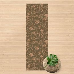 Bilderwelten Kork-Teppich Vintage gr&uuml;n Korkmatte - Blumenranken auf Gr&uuml;n - Pflanzen Wohnzimmer Schlafzimmer