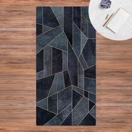Bilderwelten Kork-Teppich Abstrakt blau originell Aquarell - Blaue Geometrie Aquarell - Geometrisch Wohnzimmer Schlafzimmer