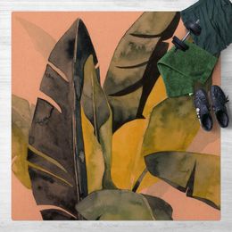 Kork-Teppich - Tropisches Blattwerk - Banane - Tropisch gr&uuml;n Korkmatte Pflanzen Wohnzimmer Schlafzimmer