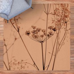Bilderwelten Kork-Teppich Motiv braun Blumen Korkmatte - Trockenblume im Lichtspiel - Deko Wohnzimmer Schlafzimmer