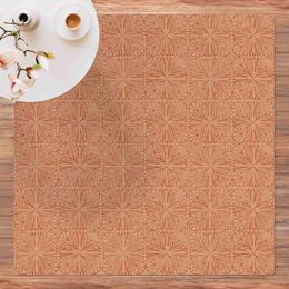 Bilderwelten Kork-Teppich Vintage rosa Korkmatte - Vintage Muster Filigranes Art Deco - Geometrisch Wohnzimmer Schlafzimmer