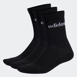 Damen Sportsocken "LINEAR CREW CUSHIONED, 3 PAAR", adidas Sportswear, Gr. L, schwarz-wei&szlig;, Obermaterial: 73% Baumwolle, 24% Polyester, 2% Elasthan,