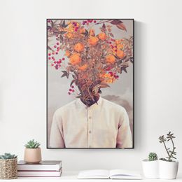 Akustik-Wechselbild Blumen Portr&auml;t - Orange Rosen mit Bergen