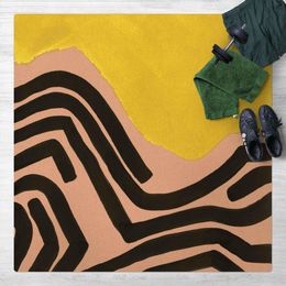 Bilderwelten Kork-Teppich Abstrakt schwarz originell Korkmatte - Farbenlabyrinth I - Deko Wohnzimmer Schlafzimmer