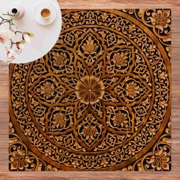 Bilderwelten Kork-Teppich Motiv braun Spirituell Holzoptik - Edles Mandala in Holzoptik - Ornamente Wohnzimmer Schlafzimmer