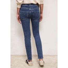 Damen Skinny-fit-Jeans, blau, Gr. 34, STREET ONE STUDIO, unifarben, Web, 79% Baumwolle, 15% Polyester, 4% Elastomultiester, 2% Elasthan, Jeans,