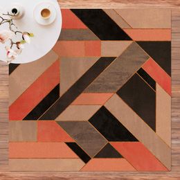 Bilderwelten Kork-Teppich Abstrakt rosa originell Aquarell - Geometrie Rosa und Gold - Geometrisch Wohnzimmer Schlafzimmer