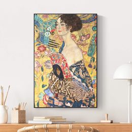 Akustik-Wechselbild Gustav Klimt - Dame mit F&auml;cher