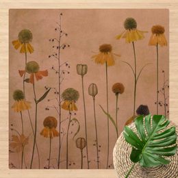 Bilderwelten Kork-Teppich Tropisch beige Korkmatte - Zarte Helenium Bl&uuml;ten - Pflanzen Wohnzimmer Schlafzimmer