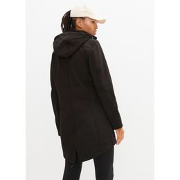 bonprix Damen Softshellparka, schwarz, Gr. 40, unifarben, Softshell, Aussenseite: 92% Polyester, 8% Elasthan, Jacken, figurbetonter Schnitt,