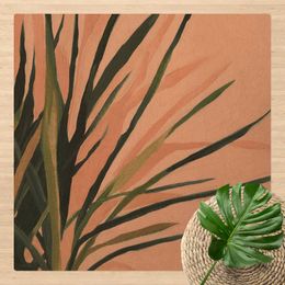 Bilderwelten Kork-Teppich Tropisch beige originell Korkmatte - Blattwerk mit Schattenwurf - Gr&auml;ser Wohnzimmer Schlafzimmer