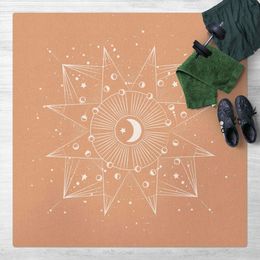 Bilderwelten Kork-Teppich Vintage weiss Spirituell Korkmatte - Astrologie Mond Magie Wei&szlig; - Himmel Wohnzimmer Schlafzimmer
