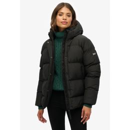 Superdry Damen Steppjacke "HOODED 5 BAFFLE SPORTS PUFFER", schwarz, Gr. L, unifarben, Web, Obermaterial: 100% Polyester, Jacken