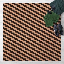 Bilderwelten Kork-Teppich modern schwarz weiss Korkmatte - Zick Zack Geometrie Muster Schwarz-Wei&szlig; - Streifen Wohnzimmer Schlafzimmer