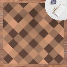 Bilderwelten Kork-Teppich Illustration grau Korkmatte - Geometrisches Muster gedrehtes Schachbrett Grau - Geometrisch Wohnzimmer Schlafzimmer