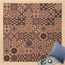 Bilderwelten Kork-Teppich Illustration violett Fliesenoptik - Geometrischer Fliesenmix Violett - Deko Wohnzimmer Schlafzimmer
