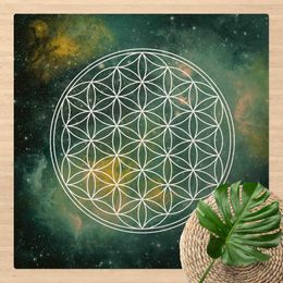 Bilderwelten Kork-Teppich Digital Art weiss Spirituell Korkmatte - Blume des Lebens im Licht der Sterne - Mandala Wohnzimmer Schlafzimmer