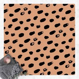 Bilderwelten Kork-Teppich modern schwarz Korkmatte - Gezeichnete dicke Pinselstriche - Punkte Wohnzimmer Schlafzimmer