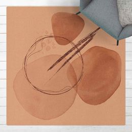 Bilderwelten Kork-Teppich Abstrakt beige Korkmatte - Abstrakte Komposition Kupfersteine - Deko Wohnzimmer Schlafzimmer