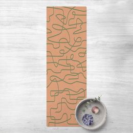 Bilderwelten Kork-Teppich Line Art blau Korkmatte - Abstrakter Linienfluss Mint - Streifen Wohnzimmer Schlafzimmer