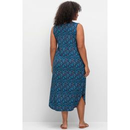 sheego Damen Jerseykleid "Jerseykleid", blau, Gr. 46, bedruckt, gebl&uuml;mt, gemustert, mehrfarbig, Jersey, 95% Viskose, 5% Elasthan, Kleider