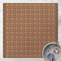 Bilderwelten Kork-Teppich Illustration grau Fliesenoptik - Geometrischer Fliesenmix Bl&uuml;te Grau - Deko Wohnzimmer Schlafzimmer