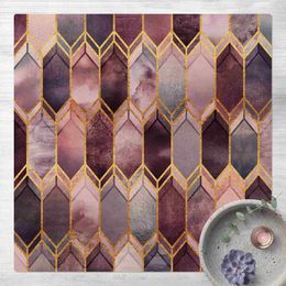 Bilderwelten Kork-Teppich Abstrakt rosa originell Aquarell - Glasmalerei geometrisch Ros&eacute; Gold - Geometrisch Wohnzimmer Schlafzimmer