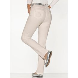 Damen 5-Pocket-Jeans, beige, Gr. 44, CREATION L PREMIUM, unifarben, 56% Baumwolle, 31% Modal, 10% Polyester, 3% Elasthan, Jeans