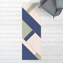 Kork-Teppich - Eckiges Geflecht Mintblau - Illustration blau Korkmatte Geometrisch Wohnzimmer Schlafzimmer