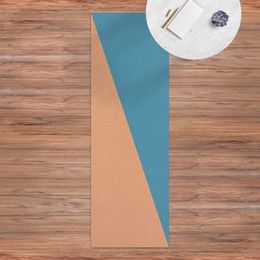 Bilderwelten Kork-Teppich Unifarben t&uuml;rkis Korkmatte - Einfaches Azurblaues Dreieck - Geometrisch Wohnzimmer Schlafzimmer