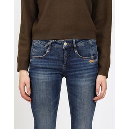 Gang Damen Skinny-fit-Jeans "94NELE"basic cross hatch, Gr. 33, Denim/Jeans, Obermaterial: 93% Baumwolle, 5% Polyester, 2% Elasthan, Jeans, mit