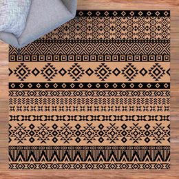 Bilderwelten Kork-Teppich Unifarben schwarz Korkmatte - Ethnomuster Volk der Azteken - Deko Wohnzimmer Schlafzimmer