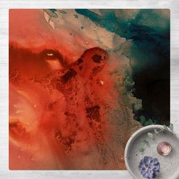 Bilderwelten Kork-Teppich Abstrakt rot originell Korkmatte - Farbige Wasserspiele - Deko Wohnzimmer Schlafzimmer