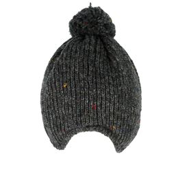 MaxiMo Jungen Strickm&uuml;tze, grau, Gr. 53, meliert, unifarben mit Farbeinsatz, Strick, Materialmix, M&uuml;tzen, Wollanteil, gef&uuml;ttert, Ohrenklappen, mit