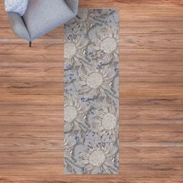 Bilderwelten Kork-Teppich Vintage grau Blumen Korkmatte - Florale Eleganz Blaubeeren - Retro Wohnzimmer Schlafzimmer