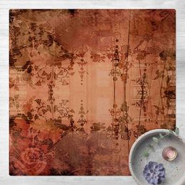 Kork-Teppich - Old Grunge - Vintage rot Korkmatte Ornamente Wohnzimmer Schlafzimmer