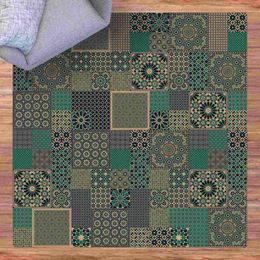 Bilderwelten Kork-Teppich modern blau Mosaik - Marokkanische Mosaikfliesen t&uuml;rkis blau - Deko Wohnzimmer Schlafzimmer