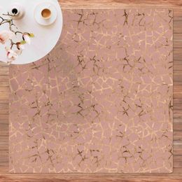 Bilderwelten Kork-Teppich Abstrakt rosa Korkmatte - Goldenes Geflecht auf Altrosa - Deko Wohnzimmer Schlafzimmer