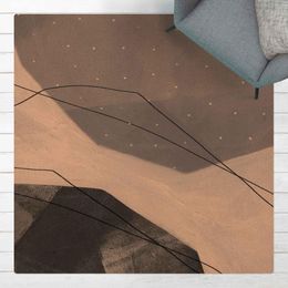 Bilderwelten Kork-Teppich Abstrakt blau originell Korkmatte - Punkte im Dialog II - Deko Wohnzimmer Schlafzimmer