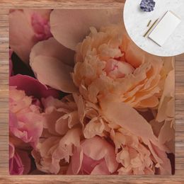 Bilderwelten Kork-Teppich Landhaus pastell Blumen Korkmatte - Bl&uuml;hende Pfingstrosen - Rose Wohnzimmer Schlafzimmer