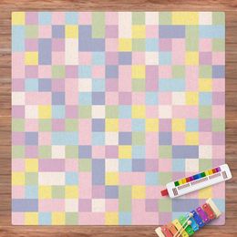 Bilderwelten Kork-Teppich Illustration rosa Mosaik - Buntes Mosaik Zuckerwatte - Deko Kinderzimmer Baby M&auml;dchen Jungen