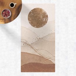 Bilderwelten Kork-Teppich Abstrakt gold Korkmatte - Aquarell Landschaft Sonnensturm - Deko Wohnzimmer Schlafzimmer